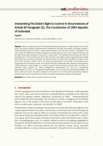 Interpreting the State's Right to Control In the provisions of Article ...